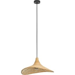 Eglo Hängeleuchte "HYKEHAM Pendellampe, Stahl und Holz, E27, Hängelampe, Flurlampe, Lampe", Ø 50cm H: 110cm, 1 Stk., schwarz, Esszimmer, Leuchten,