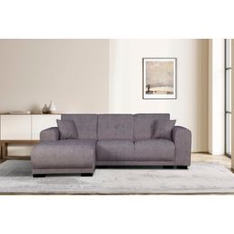 Ecksofa Home Affaire, B:234cm H:85cm T:163cm, grau, 100% Polyester, Wohnzimmer, Sofas, "Langeland L-Form", incl. 2 Zierkissen, Recamiere wahlweise