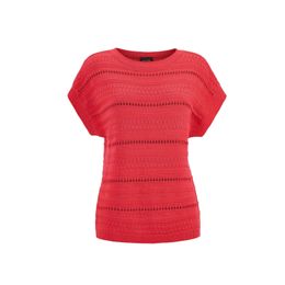 GOLDNER Damen Rundhalspullover "Kurzgr&ouml;&szlig;e Stricktop mit U-Boot-Ausschnitt", rot, Gr. 23, Obermaterial: 50% Baumwolle CO. 50% Polyacryl PAN., Pullover