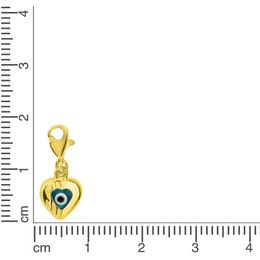 Firetti Damen Charm-Einh&auml;nger "Schmuck Geschenk Gold 333 Anh&auml;nger Charms Herz Magisches Auge", bunt, Gelbgold 333, Charms, mit Glasstein