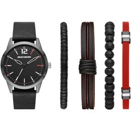 Skechers Herren Quarzuhr, schwarz, Armbanduhren, Armbanduhr, Herrenuhr, analog, Leuchtindizes, Geschenkidee
