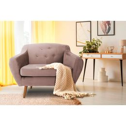 Sessel Home Affaire, B:88cm H:78cm T:73cm, beige, Samtoptik (100% Polyester);Struktur (100% Polyester);Struktur fein ( 100% Polyester), Wohnzimmer,