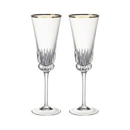 Villeroy & Boch VILLEROY & BOCH Champagnerglas "Sektgläser Grand Royal Gold 120 ml 2er Set transparent-gold", gold, Trinkgefäße