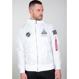 Herren Bomberjacke "MA-1 LW Hooded NASA", weiß, Gr. S, Alpha Industries, Obermaterial: 100% Polyester, Futter: 100% Nylon, Jacken