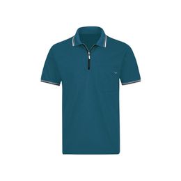 TRIGEMA Herren Poloshirt "TRIGEMA Poloshirt mit Reißverschluss", blau, Basic, Gr. M, 100% Baumwolle, Shirts