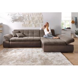 Ecksofa DOMO collection, B:300cm H:80cm T:172cm, braun, Kunstleder SOFTLUX / Struktur (90% Polyester/ 10% Polyacryl);Microfaser PRIMABELLE (100%