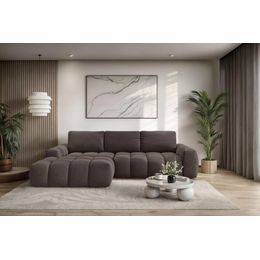 Ecksofa OTTO HOME, B:270cm H:84cm T:166,5cm, braun, 100% Polyester, Wohnzimmer, Sofas, "AZITA klein optionale Schlafsofa mit Bettkasten, B/T/H: