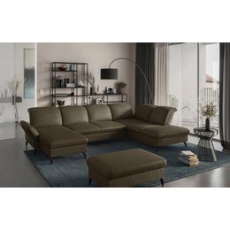 Sit & More Wohnlandschaft SIT & MORE, B:363cm H:88cm T:242cm, gr&uuml;n, 100% Polyester, Sofas, "Leandro U-Form", Wahlweise mit Bett-, Kopfteil - und