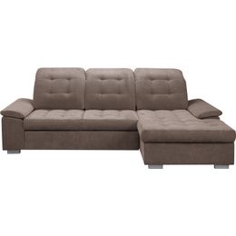 Ecksofa WERK2, B:264cm H:105cm T:170cm, braun, 92% Polyester, 8% Nylon, Wohnzimmer, Sofas, "Carmen, mit Bettfunktion & Bettkasten, optional
