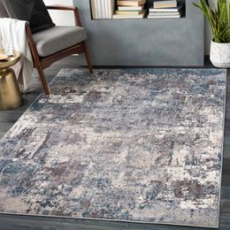 Teppich LIVABLISS, B:200cm H:13mm L:275cm, blau, Baumwolle, Wohnzimmer, Teppiche, "MIAMI", Moderner Designerteppich in Marmor Optik, Kurzflor