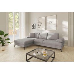 Sit & More Ecksofa SIT & MORE, B:247cm H:83cm T:171cm, grau, 100% Polyester, Wohnzimmer, Sofas, "Morris Jubi L-Form, B: 247 cm", mit Armteilfunktion & 1