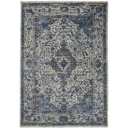 Teppich FLAIR RUGS, B:120cm H:7mm L:160cm, blau, Kunstfaser, Wohnzimmer, Teppiche, "Cordelia Vintage", aus recyceltem Polyester, Wohnzimmer,