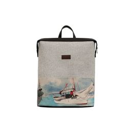 DOGO Damen Laptoptasche "Slim Backpack Hey Sailor"grau, Lacklederimitat, Taschen, Handgefertigt
