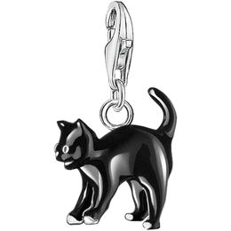 Thomas Sabo Damen Charm-Einhänger "Schwarze Katze", silber, Silber 925 (Sterlingsilber), Charms