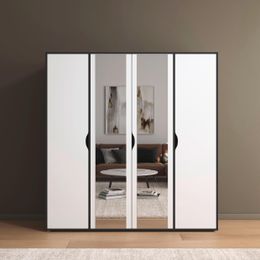 Dreht&uuml;renschrank Rauch, B:187cm H:194cm T:53cm, grau, Holzwerkstoff, Schr&auml;nke, "Kleiderschrank Schrank Garderobe W&auml;scheschrank NARAI mit Spiegel",