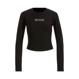 HUGO BLUE Damen Langarmshirt "Della", schwarz, Basic, Gr. XXL, unifarben, Jersey, Obermaterial: 66% Baumwolle, 29% Polyester, 5% Elasthan, Shirts,