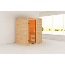 Karibu Sauna ""Sandy" mit bronzierter T&uuml;r, naturbelassen", ohne Ofen, ohne Steuerung, (ohne Ofen), beige, Saunen, aus hochwertiger nordischer Fichte