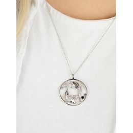 Engelsrufer Damen Kette mit Anh&auml;nger "Yin Yang Fisch", Silber 925 (Sterlingsilber), L: 50 B: 1,42mmsilberfarben, kristallwei&szlig;, dunkelgrau, schwarz,