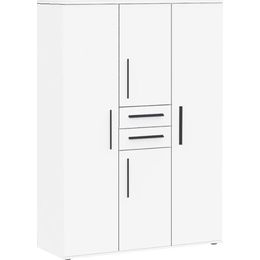 Kleiderschrank Demeyere Group, B:134,6cm H:188cm T:50cm, weiß, Spanplatte, Kinderzimmer, Schränke, "VERSATIL Schrank 4 Türen, 2 Schubladen"