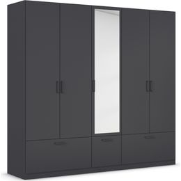 Dreht&uuml;renschrank Rauch, B:225cm H:210cm T:54cm, grau, Holzwerkstoff, Schr&auml;nke, "Kleiderschrank Schrank Garderobe W&auml;scheschrank BARI mit Spiegel", mit
