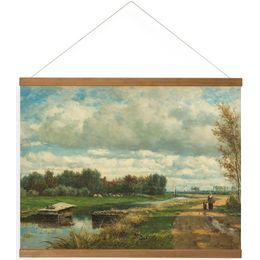Leinwandbild, B:80cm H:150cm T:2,3cm &Oslash;:2,3cm, bunt, Art for the home, Leinen, Wohnzimmer, Bilder, "Dutch Landscape", H&auml;ngendes Poster Leinen