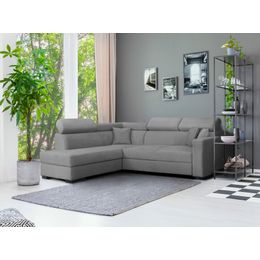 Ecksofa Home Affaire, B:267cm H:95cm T:198cm, silber, Struktur fein (100% Polyester);Struktur (100% Polyester);Samtstruktur (100% Polyester),