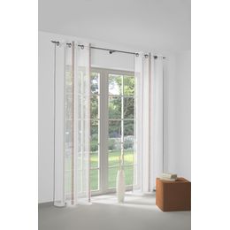 Gardine WIRTH, B:200cm H:125cm, wei&szlig;, Polyester, Wohnzimmer, Gardinen, "Chlo&eacute;", Fertigstore mit &Ouml;sen (&Oslash; 4 cm) nach Ma&szlig;