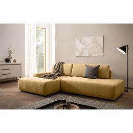 Ecksofa Home Affaire, B:276cm H:82cm T:164cm, gelb, 100% Polyester, Wohnzimmer, Sofas, "TORGE, Schlafsofa Cord, Samtvelours u. Strukur fein, Couch in