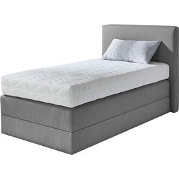 Boxspringbett, B:135cm L:205cm, grau, Westfalia Schlafkomfort, Strukturstoff (77% Polyester und 23% Viskose), Komplettbetten, wahlweise mit