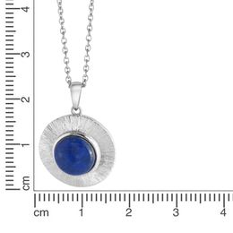 ZEEme Damen Kette mit Anh&auml;nger "Silber 925 rhodiniert 42+3cm glanz/matt mit echtem Lapis 10mm", 42+3cm, 3,3, Silber 925 (Sterlingsilber), L: 45 B: