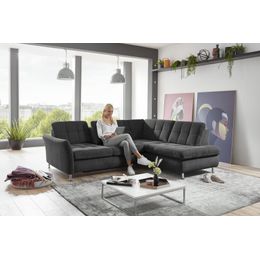 Ecksofa DIE PLANBAR, B:242cm H:87cm T:116cm, schwarz, 100% Polyester, Wohnzimmer, Sofas, "MP-IN20016 L-Form mit Kaltschaum-Polsterung", wahlweise mit