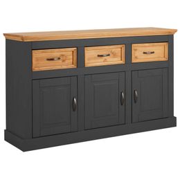 Sideboard Home Affaire, B:145cm H:87cm T:38cm, schwarz, MDF, Massivholz, Wohnzimmer, Sideboards, "Selma", Kommode aus massivem Kiefernholz, Breite