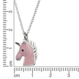 Vivance Damen Kette mit Anh&auml;nger "925/- Silber Einhorn", 42+5cm, Silber 925 (Sterlingsilber), L: 47 B: 11mm, pink, Silber 925 (Sterlingsilber),