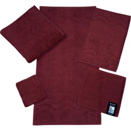Waschhandschuh Ross, B:16cm L:22cm, rot, Frottier, Baumwolle, Handt&uuml;cher, "Cashmere feeling", mit Wellen-Bord&uuml;re