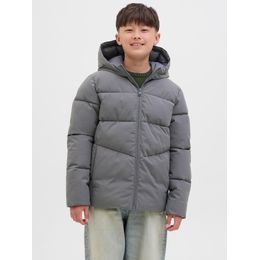 Jack & Jones Jungen Steppjacke "JJGLOBAL PUFFER JACKET JNR", grau, Gr. 128, JACK & JONES JUNIOR, unifarben, Web, Obermaterial: 100% Polyester, Jacken