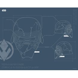 Komar Bild "Star Wars EP9 Blueprint Kylo Helmet", B/H/T: 50cm x 40cm, Star Wars, 1 Stk., schwarz-weiß, Wohnzimmer, Bilder, Wandbild zur Dekoration im
