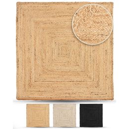 Teppich CarpetFine, B:300cm H:6mm L:300cm, beige, Jute, Wohnzimmer, Teppiche, "Nele Juteteppich Naturfaser", geflochtener Wendeteppich aus 100% Jute,