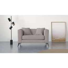 Loveseat Home Affaire, B:130cm H:74cm T:86cm, grau, 100% Polyester, Sessel, "MATTHEW Loungesessel, Maße B/T/H: 130/86/74 cm", incl. Zierkissen, feine