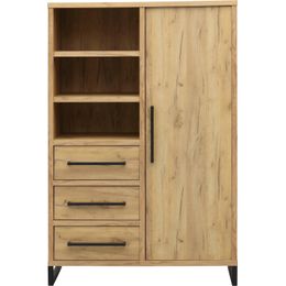 Barschrank OMG DESIGN, B:110cm H:170cm T:45cmsmoked oak, Spanplatte, Wohnzimmer, Schr&auml;nke, "Ronda", mit Soft-Close, mit Metallgestell