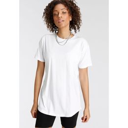 Tamaris Damen Oversize-Shirt, wei&szlig;, Basic, Gr. 36, Jersey, Obermaterial: 100% Baumwolle, Shirts, in Longform mit abgerundetem Saum