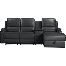 Ecksofa Home Affaire, B:240cm H:105cm T:155cm, schwarz, Wohnzimmer, Sofas, "NAPORI Multimediasofa, 3er Kinosessel XXL, L-Form, 3 Bezugsstoffe",