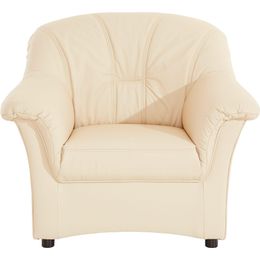 Sessel DOMO collection, B:92cm H:84cm T:82cm, beige, NaturLEDER (echtes Rindsleder) in Sitz und R&uuml;cken. Korpus in passendem Kunstleder SOFTLUX