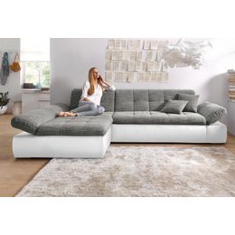 Ecksofa DOMO collection, B:300cm H:80cm T:172cm, grau, Kunstleder SOFTLUX / Struktur (90% Polyester/ 10% Polyacryl);Microfaser PRIMABELLE (100%