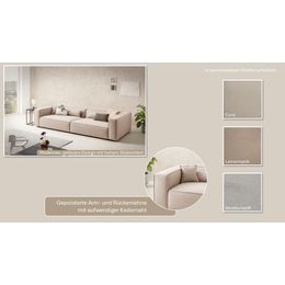 3-Sitzer, B:316cm H:66cm T:136cm, beige, LeGer Home by Lena Gercke, 100% Polyester, Sofas, "PIARA XXL, Sofa mit Kedernaht in Cord, Leinenoptik o.