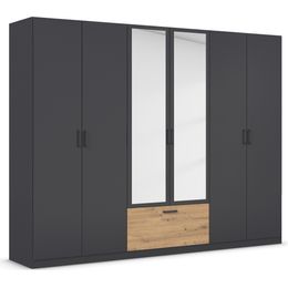 Dreht&uuml;renschrank Rauch, B:270cm H:210cm T:54cm, grau, Holzwerkstoff, Schr&auml;nke, "Kleiderschrank Schrank Garderobe W&auml;scheschrank BARI mit Spiegel", mit