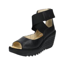 Fly London Damen Keilsandalette "Fly London Sandalen Leder", Gr. 36schwarz, Leder, Schuhe