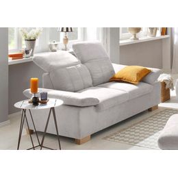 2-Sitzer Home Affaire, B:195cm H:77cm T:90cm, silber, Chenille 100% Polyester;Struktur fein ( 100% Polyester);Luxus-Kunstleder;Struktur weich (100%
