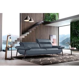 Egoitaliano 2,5-Sitzer "Anais, Designsofa mit erstklassigem Sitzkomfort, Fußfarbe schattengrau", B/H/T: 232cm x 74cm x 106cm, Leder BULL, grau, Leder