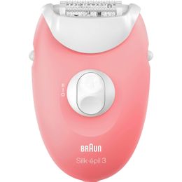 Braun Damen Epilierer "Silk-épil 3 3-176", pink, Epilierer, 20-Pinzetten-System, Smartlight-Technologie, Massagerollenaufsatz