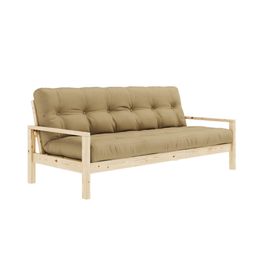 Schlafsofa Karup Design, B:205cm H:79cm T:95cm, beige, Matratzenmaterialzusammensetzung: Futonmatratze mit Knopfheftung, H&ouml;he 14 cm, aus recyceleten